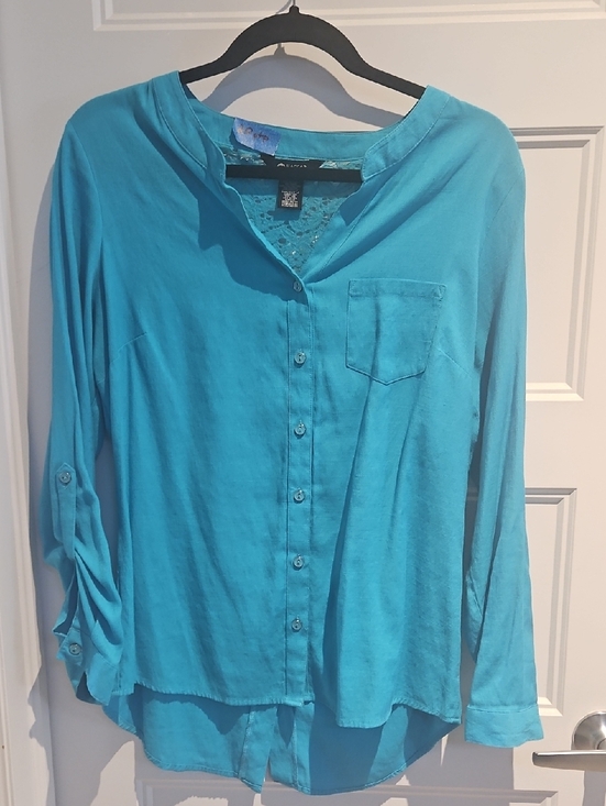 Haggar | Tops | 2haggar Buttonfront Blouse With Lace Detail On The Back ...